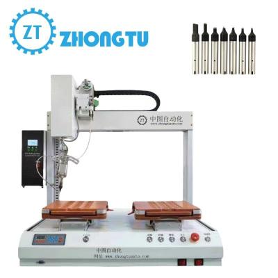 China The single soldering iron head dual-station fully automatic soldering machine enables rapid and precise connection between the light-emitting diodes and the circuit boards. for sale