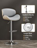 China Adjustable Height Swivel Bar Stools with Back and Footrest PU Leather Upholstered Seat for sale
