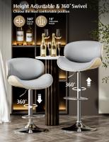 China Adjustable Height Swivel Bar Stools with Back and Footrest PU Leather Upholstered Seat for sale