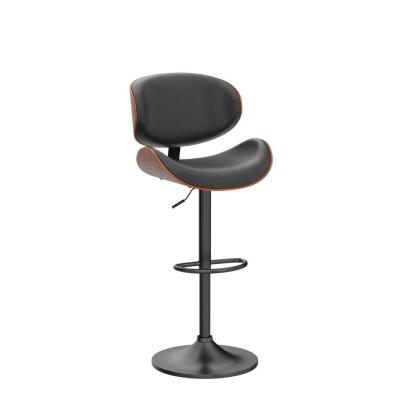 China Outdoor PU Leather Upholstered Bar Chair with Back and Footrest Adjustable Height for sale