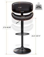 China Outdoor PU Leather Upholstered Bar Chair with Back and Footrest Adjustable Height for sale