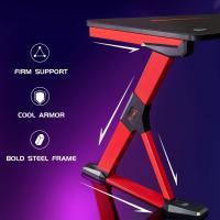 China Plastic Surface Z-Shaped Gaming Desk with Handle Rack Cup Holder and Headphone Hook for sale