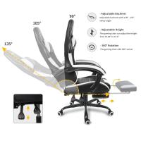 China Ergonomic Design Adjustable Height Gaming Chair with Lumbar Support and Footrest for sale