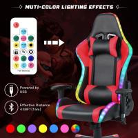 China ALINUNU Customizable Leather RGB Gaming Chair with LED Light Bar and Fabric Material for sale