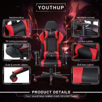 China ALINUNU Customizable Leather RGB Gaming Chair with LED Light Bar and Fabric Material for sale