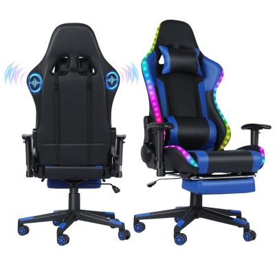 China Customized Color Leather RGB Gaming Swivel Chair with LED Light Bar and Massage Feature for sale