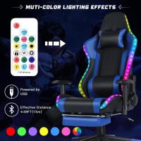 China Customized Color Leather RGB Gaming Swivel Chair with LED Light Bar and Massage Feature for sale