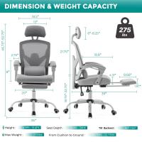 China ALINUNU Back Mesh Office Chair with Footrest 34.39 Pounds and Reclining Function for sale