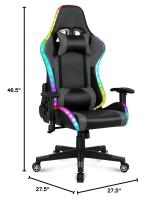 China Comfortable Faux Leather Gaming Swivel Chair with LED Light Bar and Massage Feature for sale