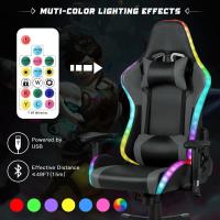 China Comfortable Faux Leather Gaming Swivel Chair with LED Light Bar and Massage Feature for sale