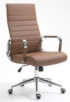 China Modern Style Brown Leather Mesh Office Chair with Lumbar Support and Mail Packing for sale