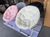 China General Home Furniture Round Thickened Folding Recliner Moon Chair with Faux Fur for sale