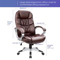 China Executive Office Chair with Adjustable Height High Back Computer Desk Chair PU Leather for sale