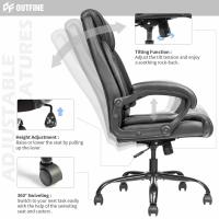 China Leather Upholstered Executive Desk Chair with Adjustable Height and Ergonomic Support for sale