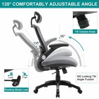 China Adjustable height High Back Mesh Desk Chair with Flip-Up Arms and Modern Design Style for sale