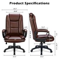 China High Back Computer Chair Brown 400LBS Big and Tall Managerial Executive Chair for Office for sale