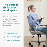 China Materials Mid-Back Task Rolling Home Office Desk Chair with Wheels and Lumbar Support for sale