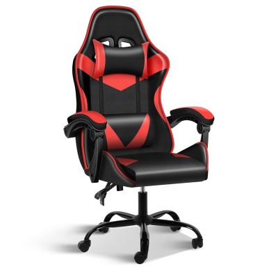 China Plastic Seat Fabric Computer Gaming Chair with Footrest and Lumbar Support Ergonomic for sale