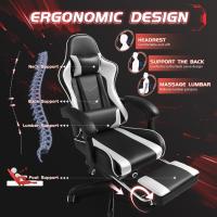 China Height Adjustable Recliner Gaming Chair with Footrest and Massage Lumbar Support for sale