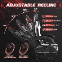 China Height Adjustable Recliner Gaming Chair with Footrest and Massage Lumbar Support for sale