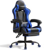 China Solid Back Style Ergonomic Gaming Chair with Footrest and Massage Lumbar Support for sale