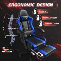 China Solid Back Style Ergonomic Gaming Chair with Footrest and Massage Lumbar Support for sale