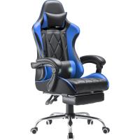 China High Back Video Game Chair with Footrest and Massage Lumbar Support Customized Color for sale