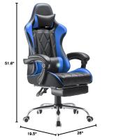 China High Back Video Game Chair with Footrest and Massage Lumbar Support Customized Color for sale