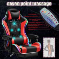 China Customized Color Ergonomic RGB Gaming Chair with 7 Points Massage Speakers and LED Light for sale