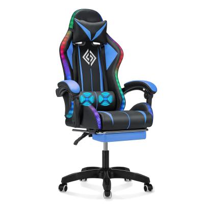 China Customized Color Ergonomic Gaming Chair with LED Lights Footrest and Swivel Style for sale