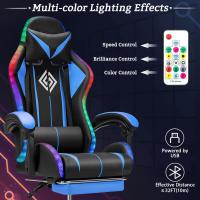 China Customized Color Ergonomic Gaming Chair with LED Lights Footrest and Swivel Style for sale
