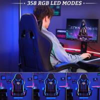 China Customized Color Ergonomic Gaming Chair with LED Lights Footrest and Swivel Style for sale