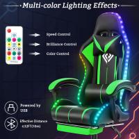 China Modern Design ALINUNU Ergonomic Computer Massage Gaming Chair with LED Lights and Footrest for sale
