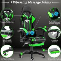 China Modern Design ALINUNU Ergonomic Computer Massage Gaming Chair with LED Lights and Footrest for sale