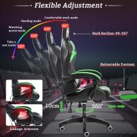 China Modern Design ALINUNU Ergonomic Computer Massage Gaming Chair with LED Lights and Footrest for sale