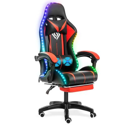 China 39.75 Pounds Ergonomic Computer Massage Gaming Chair with LED Lights and Footrest for sale