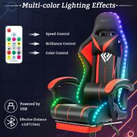 China 39.75 Pounds Ergonomic Computer Massage Gaming Chair with LED Lights and Footrest for sale