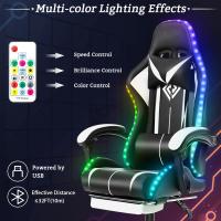 China ALINUNU Faux Leather Ergonomic Computer Massage Gaming Chair with LED Lights and Footrest for sale