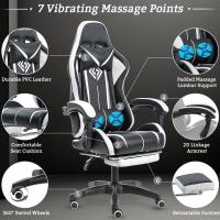 China ALINUNU Faux Leather Ergonomic Computer Massage Gaming Chair with LED Lights and Footrest for sale