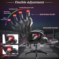China ALINUNU Faux Leather Ergonomic Computer Massage Gaming Chair with LED Lights and Footrest for sale