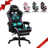 China Modern Design Metal Iron PC Massage Gaming Chair with LED Lights and Lumbar Support for sale