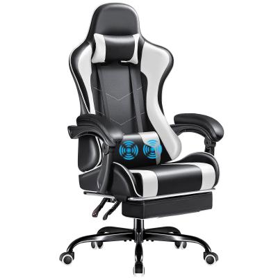 China Adjustable Racing Computer Video Game Chair with Footrest and Massage Lumbar Support for sale
