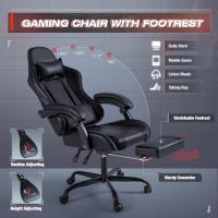 China Adjustable Racing Computer Video Game Chair with Footrest and Massage Lumbar Support for sale