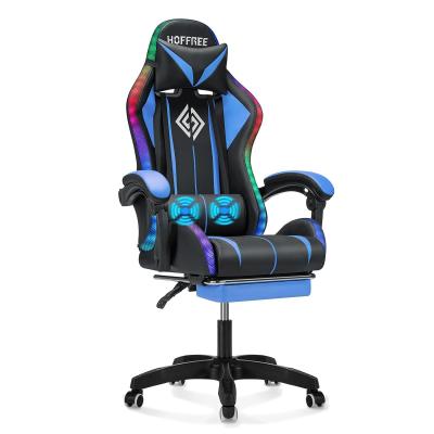 China ALINUNU Direct Ergonomic Computer Massage Gaming Chair with Footrest and LED Lights for sale