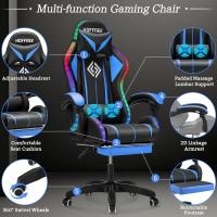 China ALINUNU Direct Ergonomic Computer Massage Gaming Chair with Footrest and LED Lights for sale
