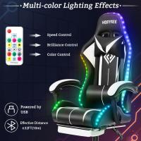 China Customized Color Ergonomic Computer Massage Gaming Chair with LED Lights and Footrest for sale