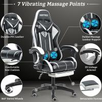 China Customized Color Ergonomic Computer Massage Gaming Chair with LED Lights and Footrest for sale