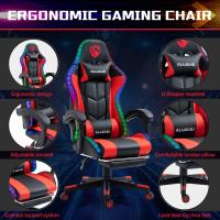 China Height Adjustable Armrest RGB LED Gaming Chair with Massage Swivel Style and Speakers for sale