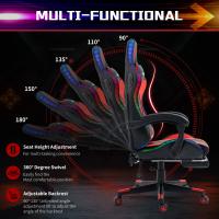 China Height Adjustable Armrest RGB LED Gaming Chair with Massage Swivel Style and Speakers for sale