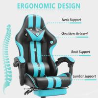 China Adjustable Height PC Game Computer Chair with Headrest Lumbar Support and Footrest for sale